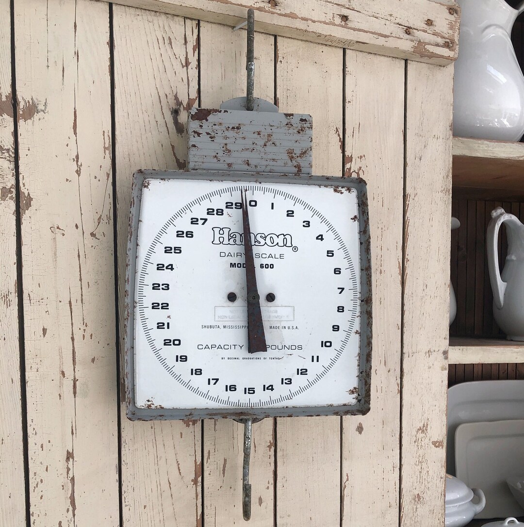 Cool VINTAGE HANGING SCALE Hanson American Made Antique Scale Plant ...
