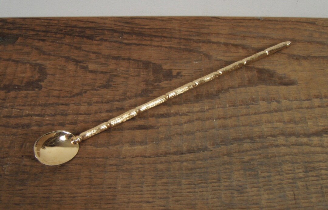 Vintage Napier Gold Plated Cocktail Spoon W/ Bamboo Styled Handle ...