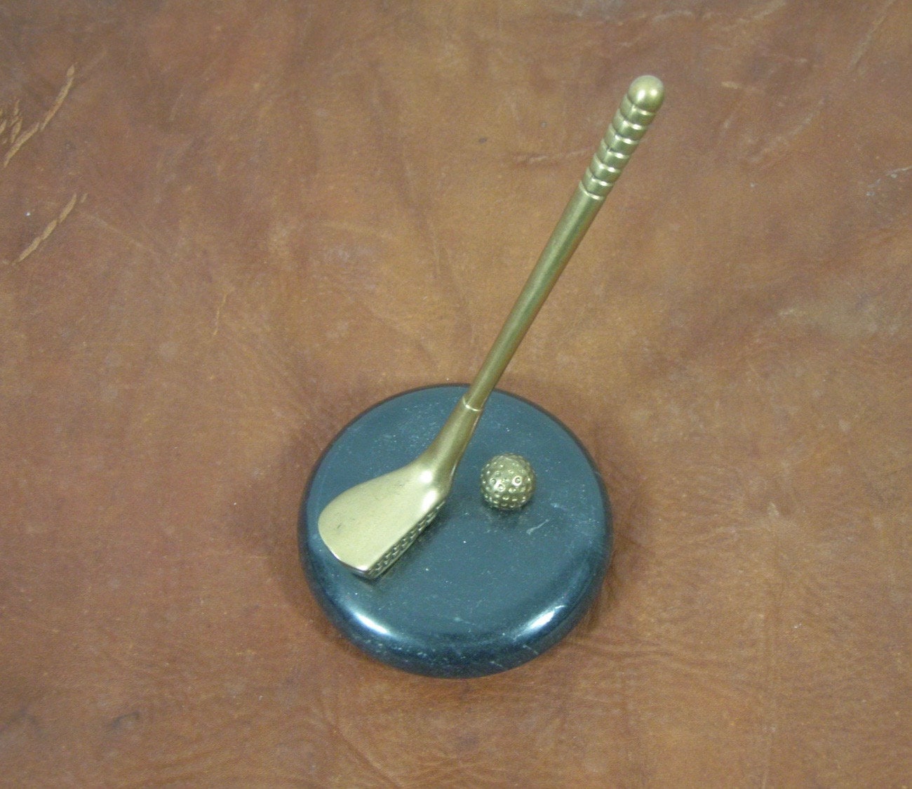 Vintage Golf Club Themed Brass Stone Marble Paper Weight | Etsy