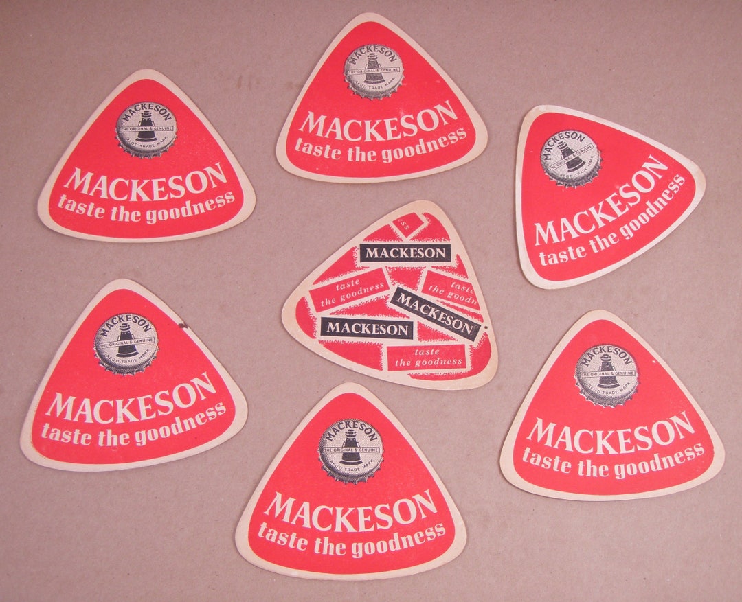 Set of 7 Vintage Mackeson Taste the Goodness Beer Mats Bar Top Coasters ...
