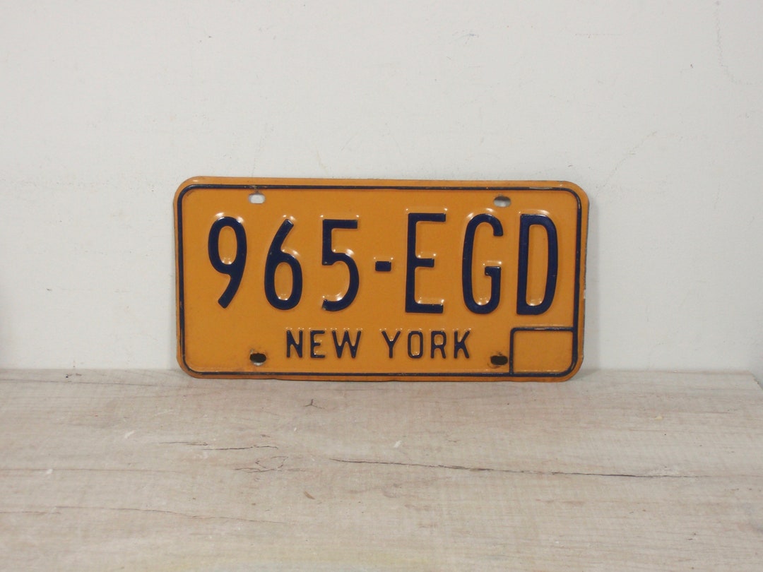 Vintage 1980s New York Empire State License Plate 965 EGD American Blue ...