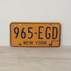 Vintage 1980s New York Empire State License Plate 965 EGD American Blue ...