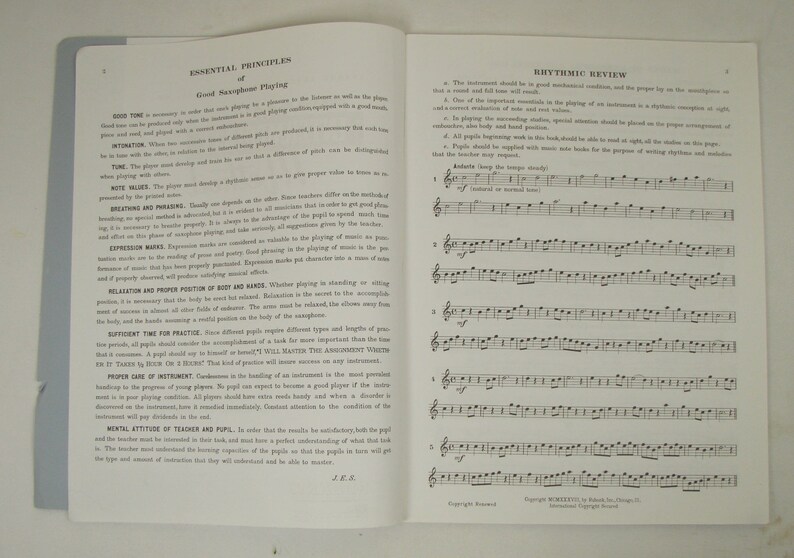 Vintage Music Book Rubank Intermediate Method Saxophone by | Etsy