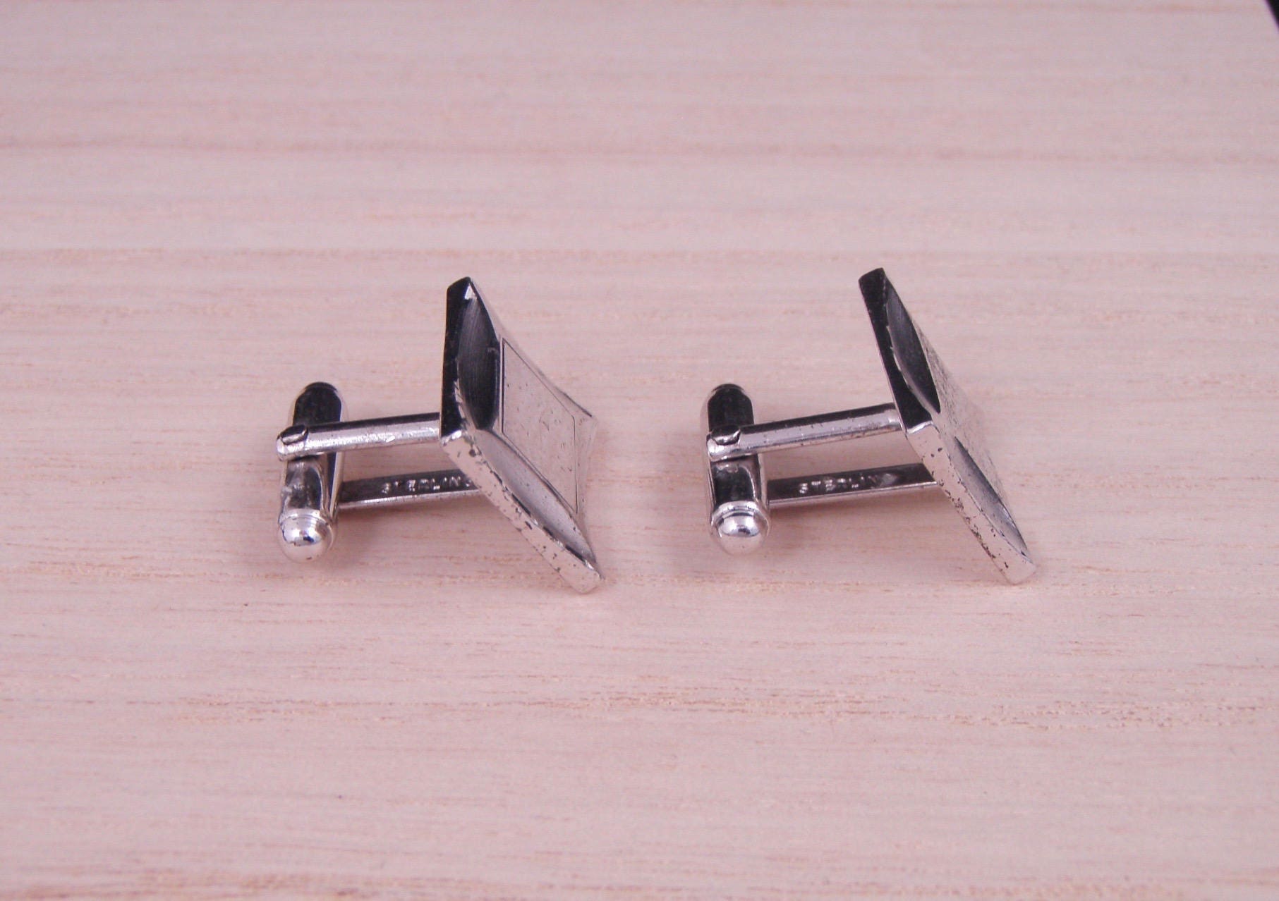 Set of Vintage Sterling Silver Rectangular Anson Cufflinks W/ | Etsy