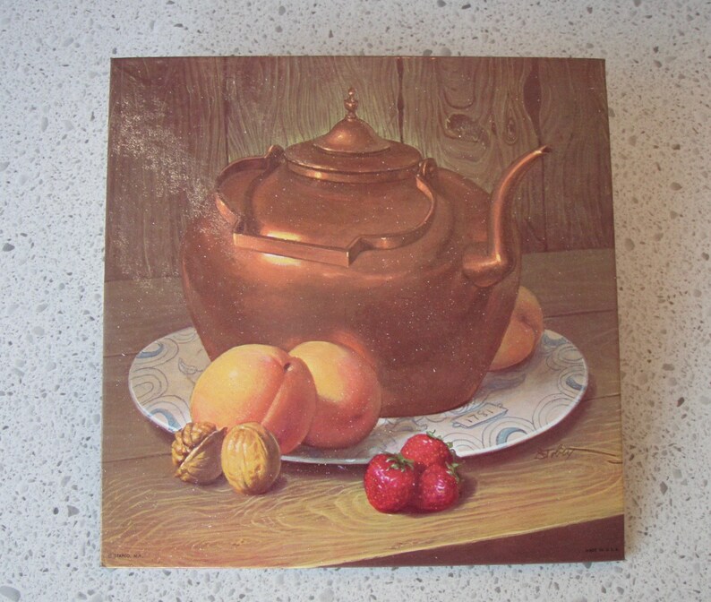 Set of 2 Vintage Stapco NY Still Life Trivet Charles Bell Alton S Tobey ...