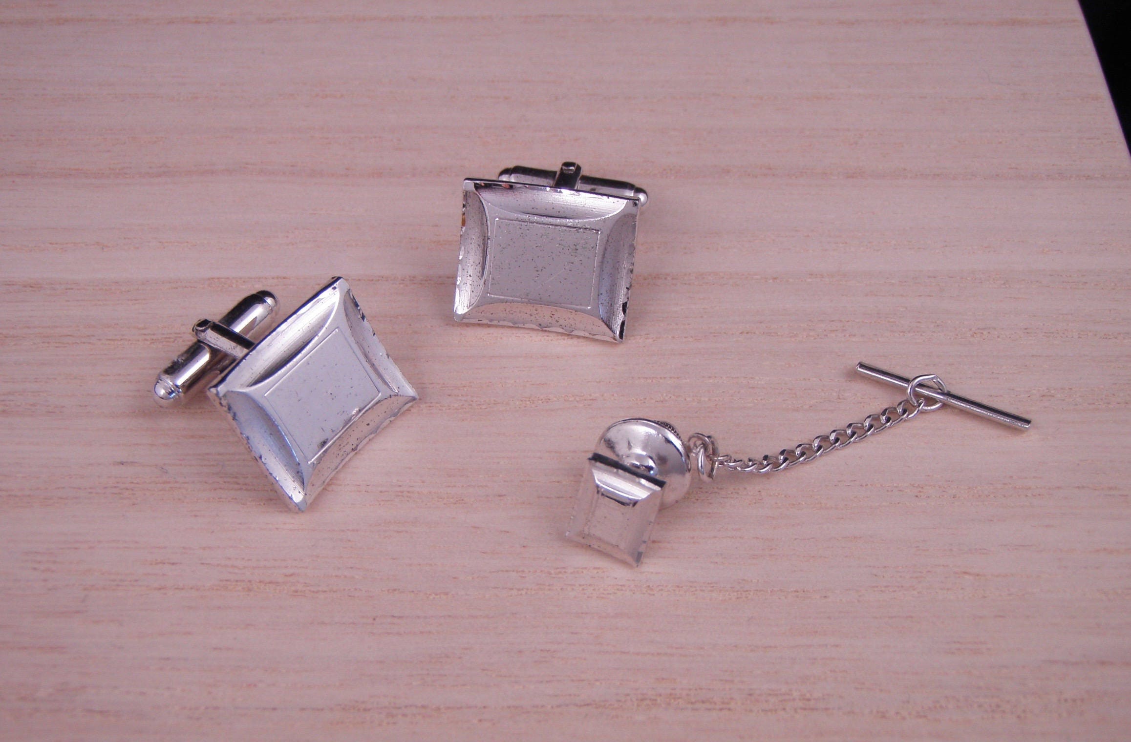 Set of Vintage Sterling Silver Rectangular Anson Cufflinks W/ | Etsy