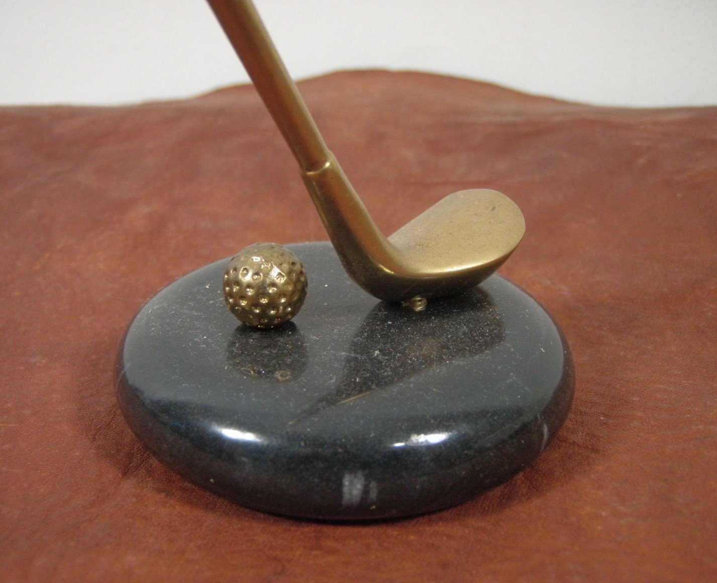 Vintage Golf Club Themed Brass Stone Marble Paper Weight | Etsy