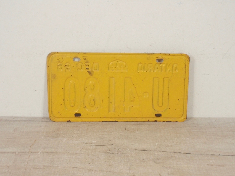 Vintage 1966 Ontario Crown License Plate Black Yellow U 4180 - Etsy
