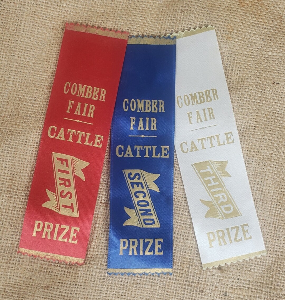 Set of 3 Vintage 1950s Era Comber Fair Cattle Prize Award Ribbons 1st ...