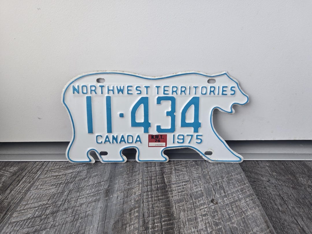 Vintage 1975 Northwest Territories Polar Bear License Plate NWT ...