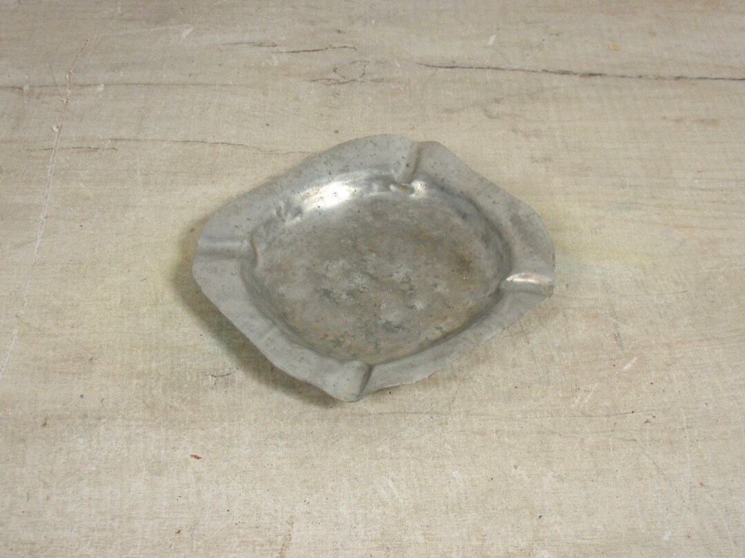 Vintage Rustic Primitive Hand Made Aluminum Cigarette Ashtray FREE ...