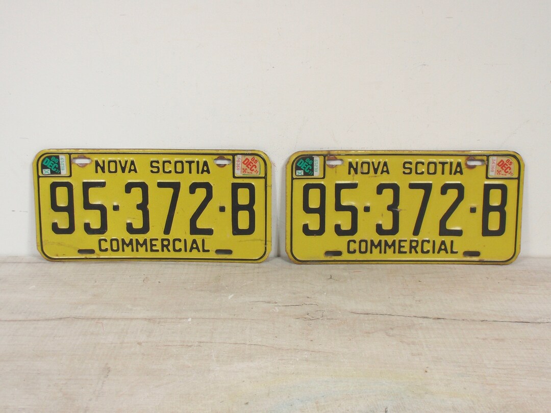 Set of 2 Vintage Nova Scotia Commercial License Plates 95 372 - Etsy