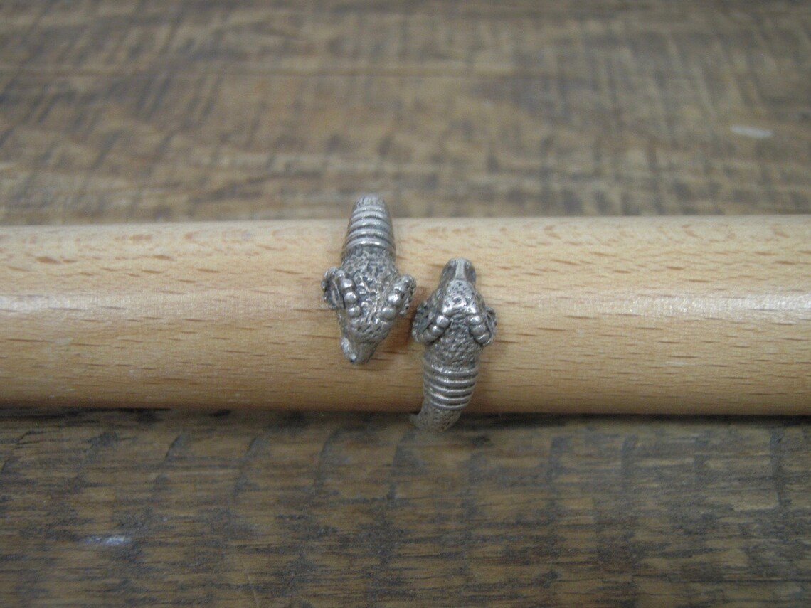 Vintage Sterling Silver Double Rams Head Ring Size 7 1/4 - 8 1/2 ...