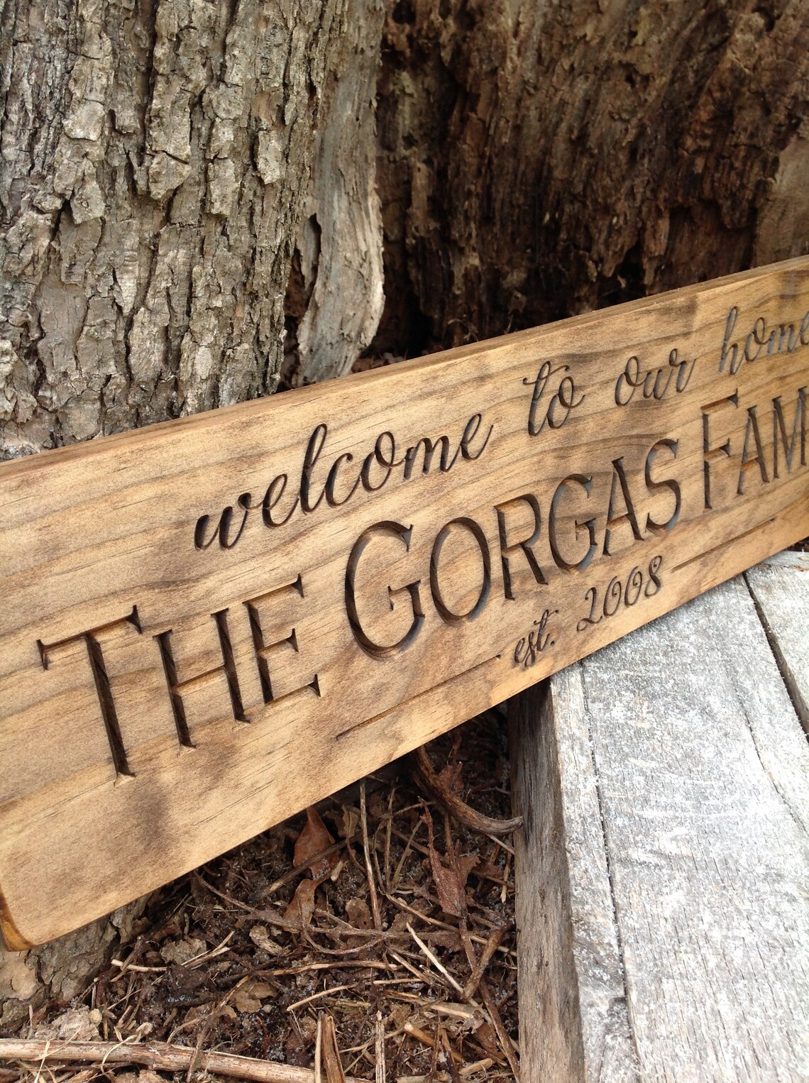 Personalized Family Name Sign Engraved Wood Sign Rustic | Etsy