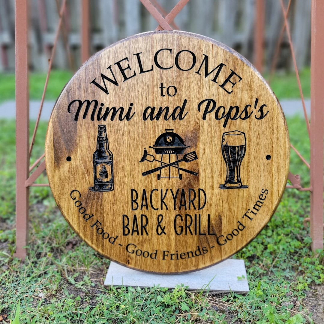 Patio Signs, Wood Signs, Round Wooden Sign, Personalized Sign, Family ...