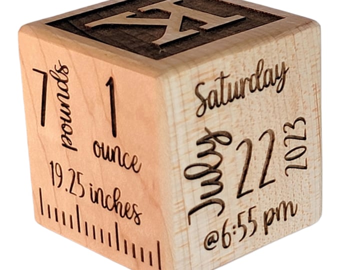 Personalized Wooden Baby Block Gift Engraved It's A Girl Boy Baby ...