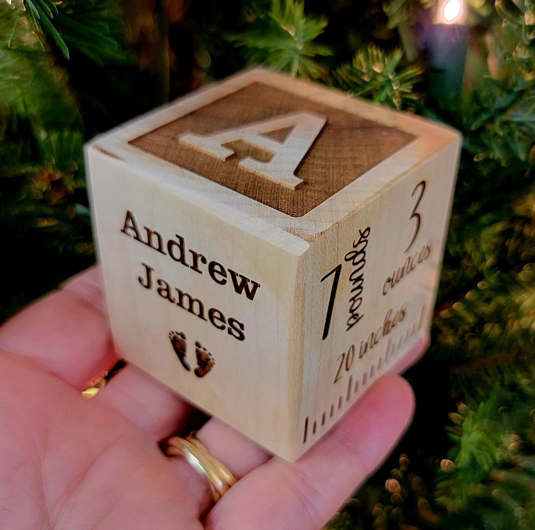 Personalized Baby Block, Baby Stat Block Ornament, Birth Block ...
