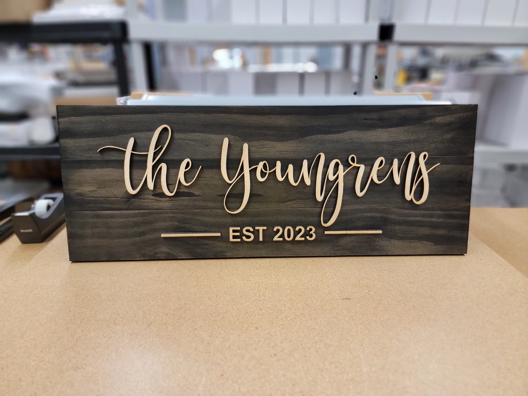 Name Sign, Laser Cut 3D Signs, Personalized Family Name Sign, Rustic ...