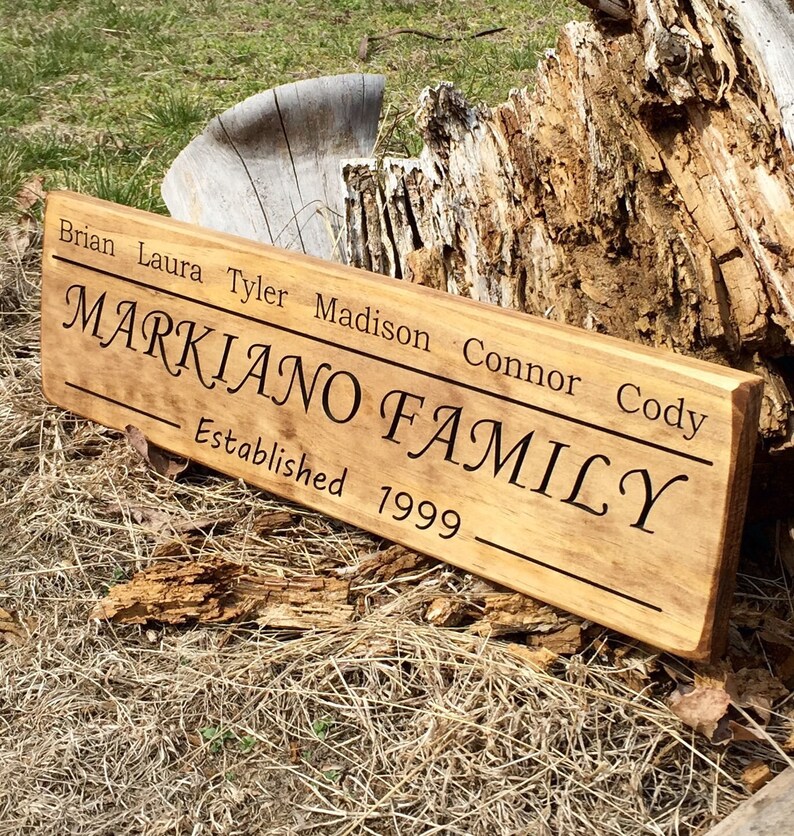 Personalized Family Name Sign Engraved Wood Sign Rustic | Etsy