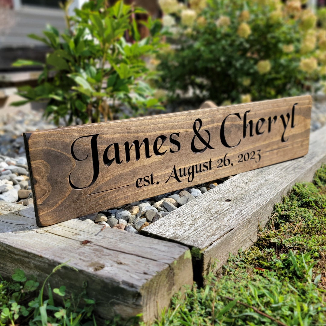 Custom Engraved Signs, Engraved Wood Sign, Rustic Decor, Wedding Name ...