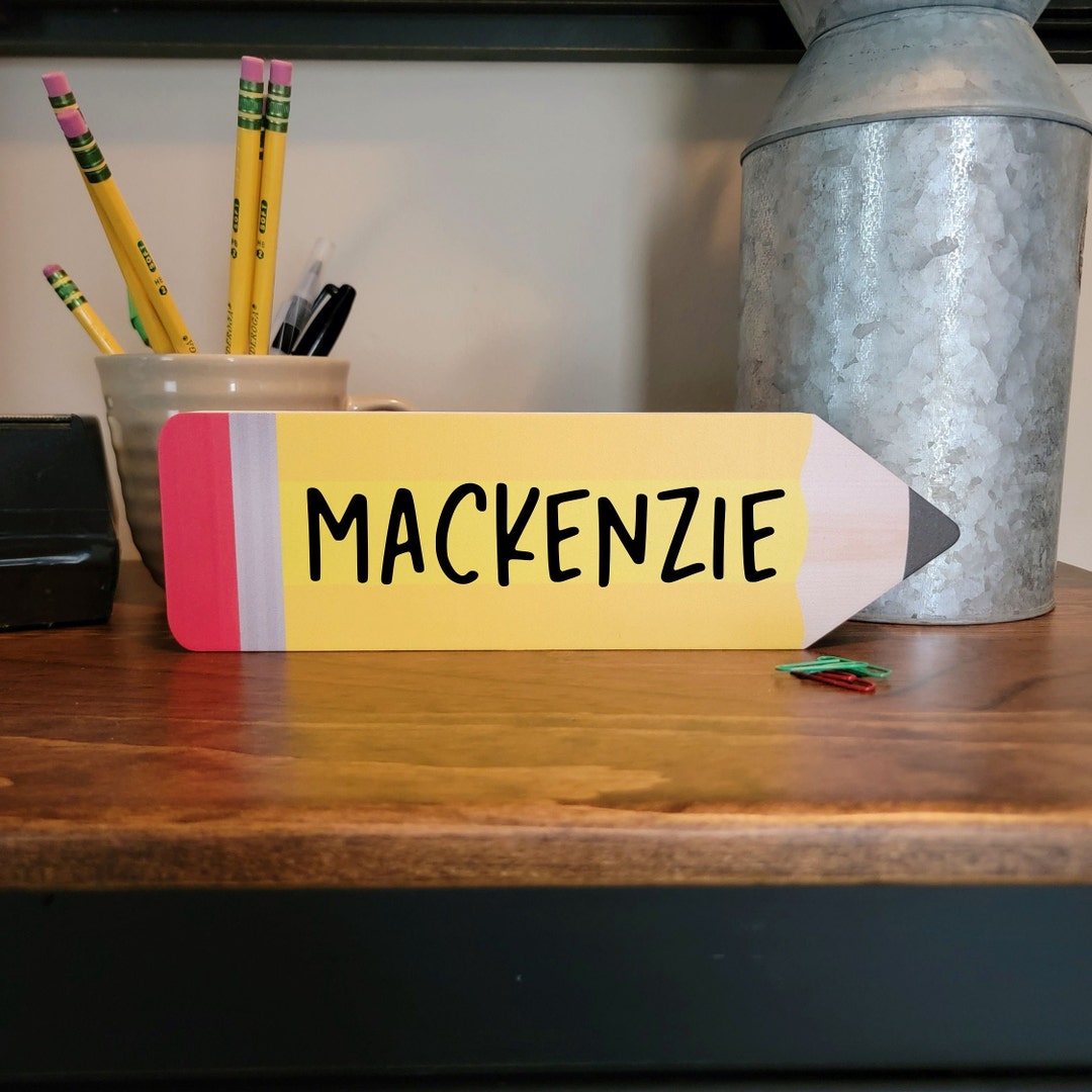 Teacher Gifts, Pencil Teacher Classroom Sign, Personalized Desktop Sign ...