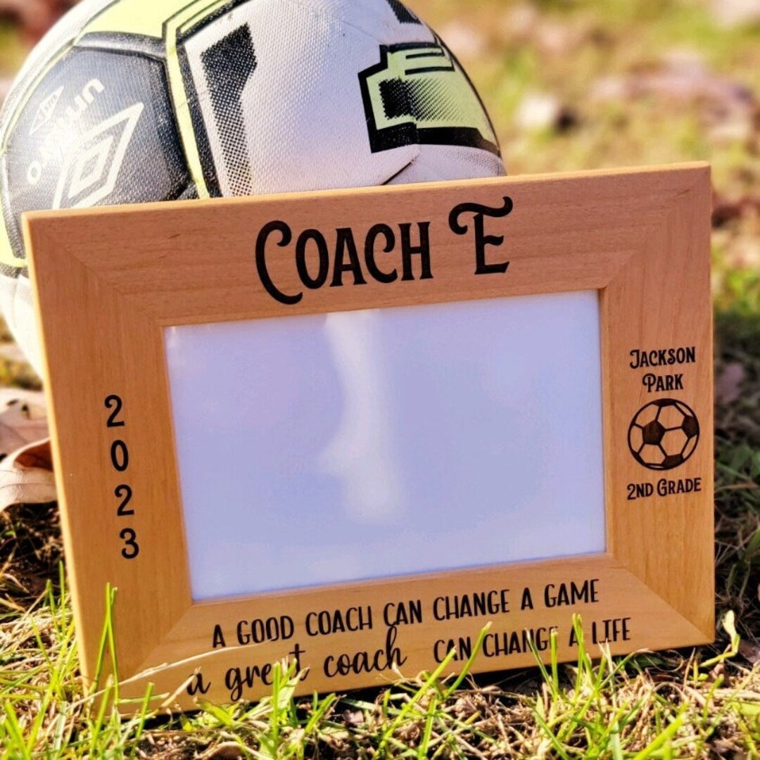 Personalized Soccer Coach Photo Frame: Engraved Solid Wood, 4x6 or 5x7 ...