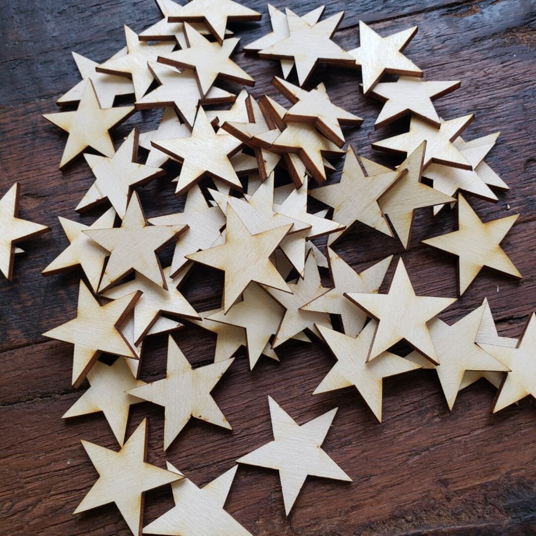 50pcs -1in Wood Stars, DIY Project Supplies, Craft Supplies, Laser Cut ...