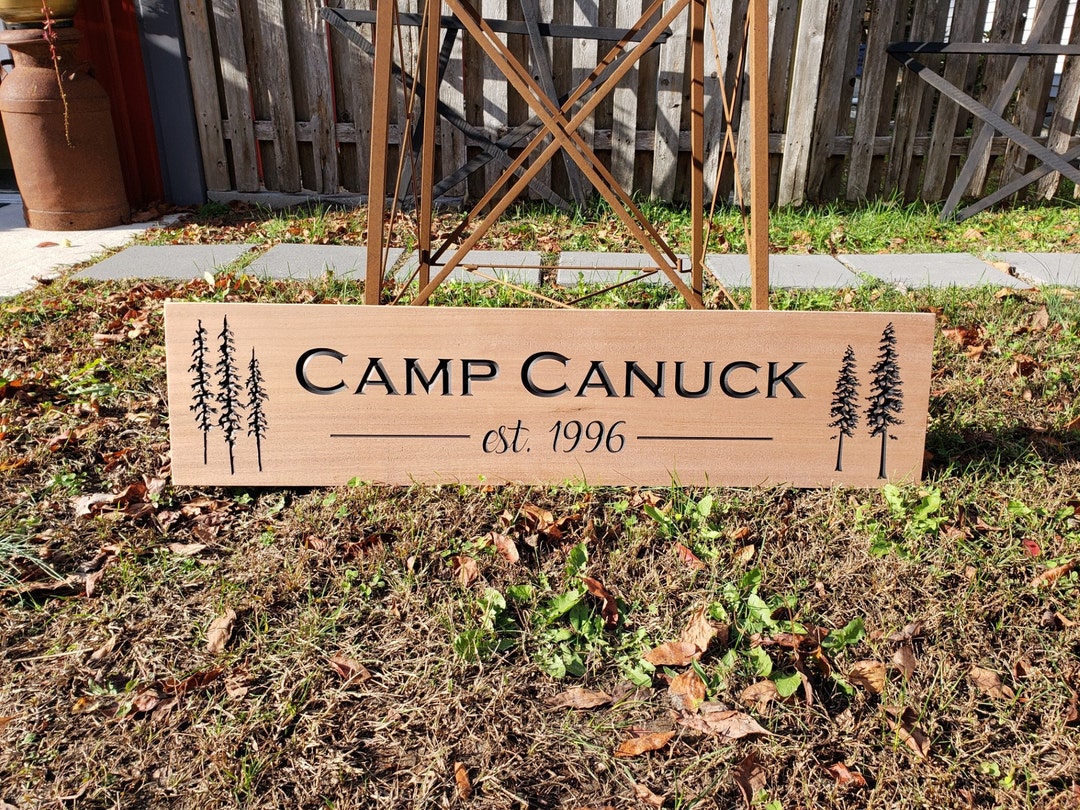 Camp Name Sign, Mahogany Outdoor Signs, Cabin Sign, Harwood Sign, Wall ...