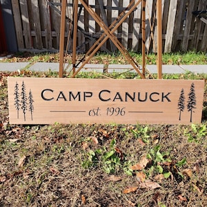 Camp Name Sign, Mahogany Outdoor Signs, Cabin Sign, Harwood Sign, Wall ...