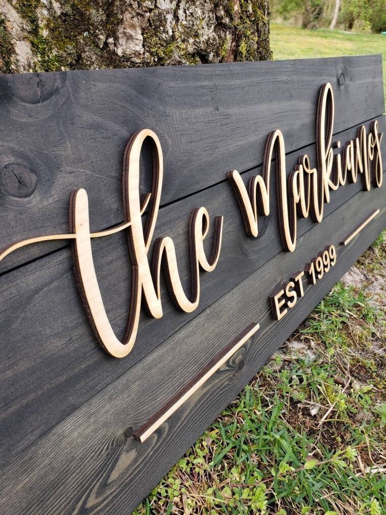 Laser Cut 3D Signs Personalized Family Name Sign Rustic | Etsy
