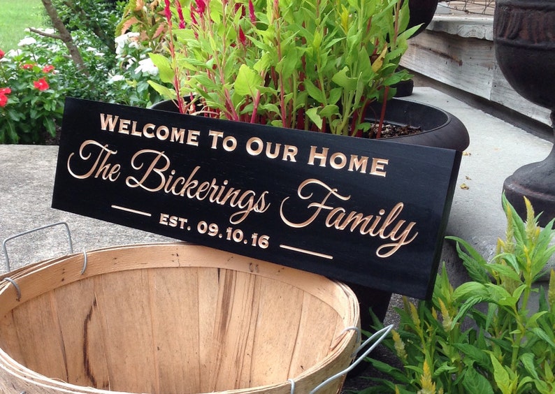 Personalized Family Name Sign Engraved Wood Sign Rustic - Etsy