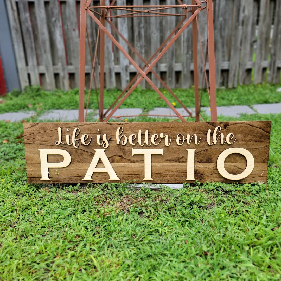 Patio Sign, Laser Cut 3D Signs, Personalized Family Name Sign, Rustic ...
