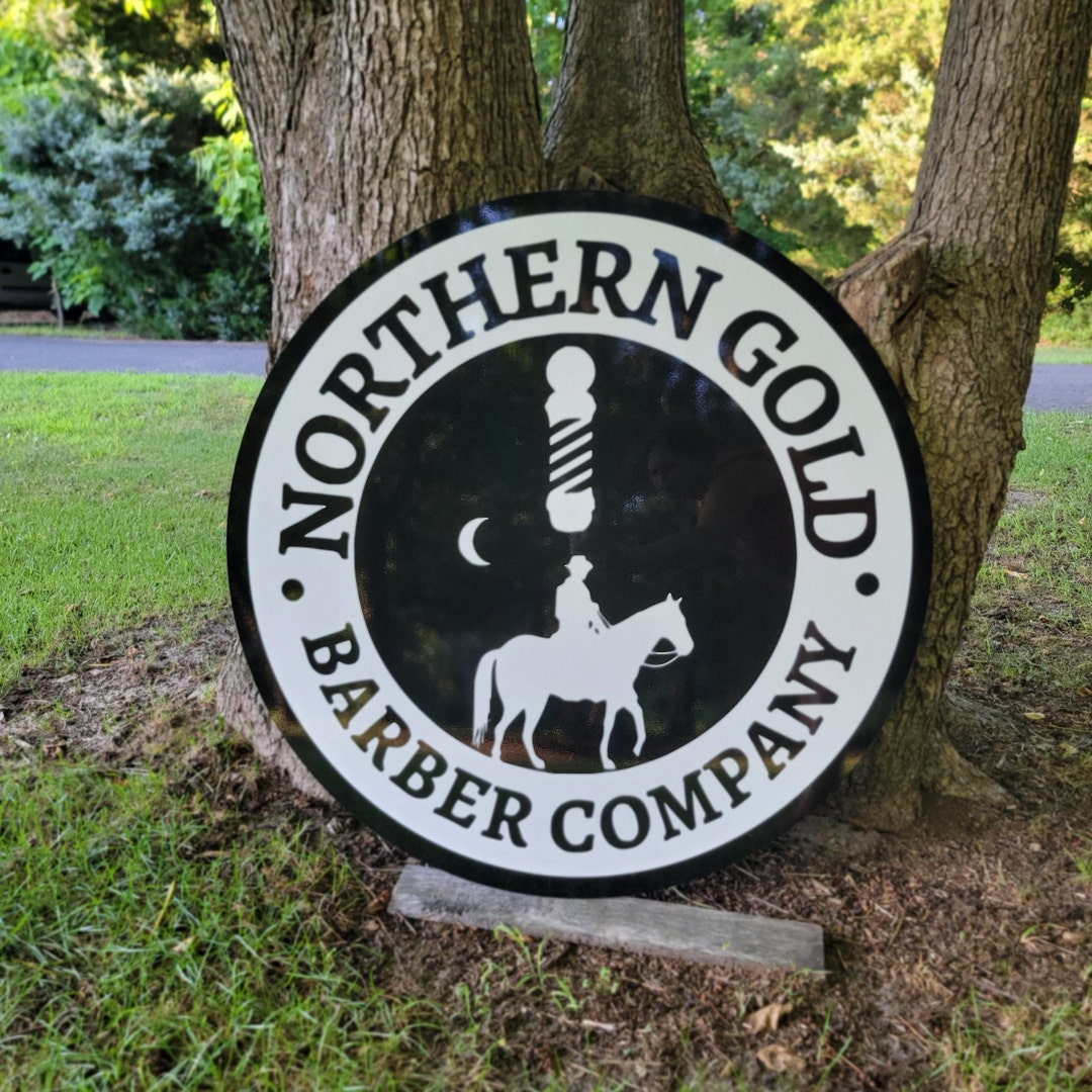 Barber Shop Signs, Round Metal Business Sign, Personalized Sign ...