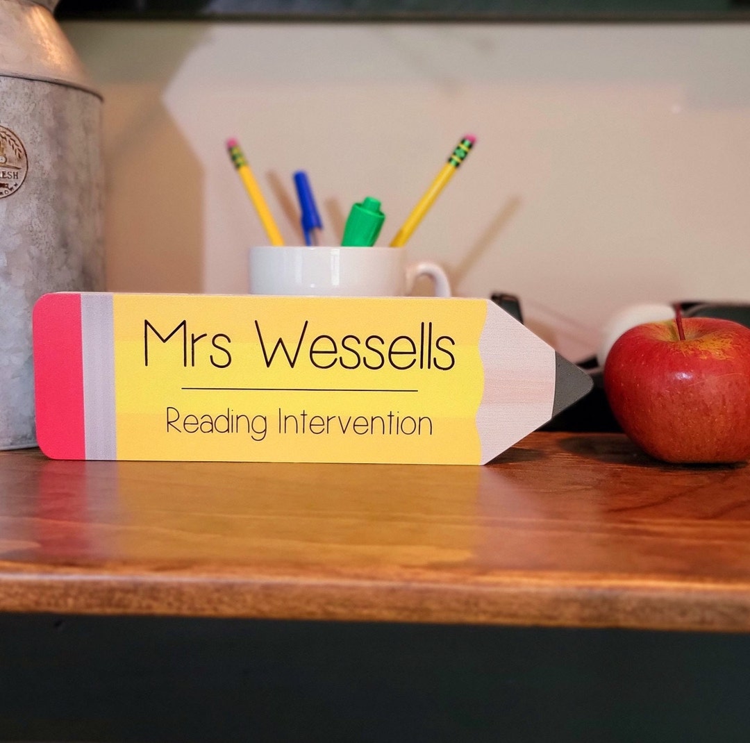 Teacher Gifts, Pencil Teacher Classroom Sign, Personalized Desktop Sign ...