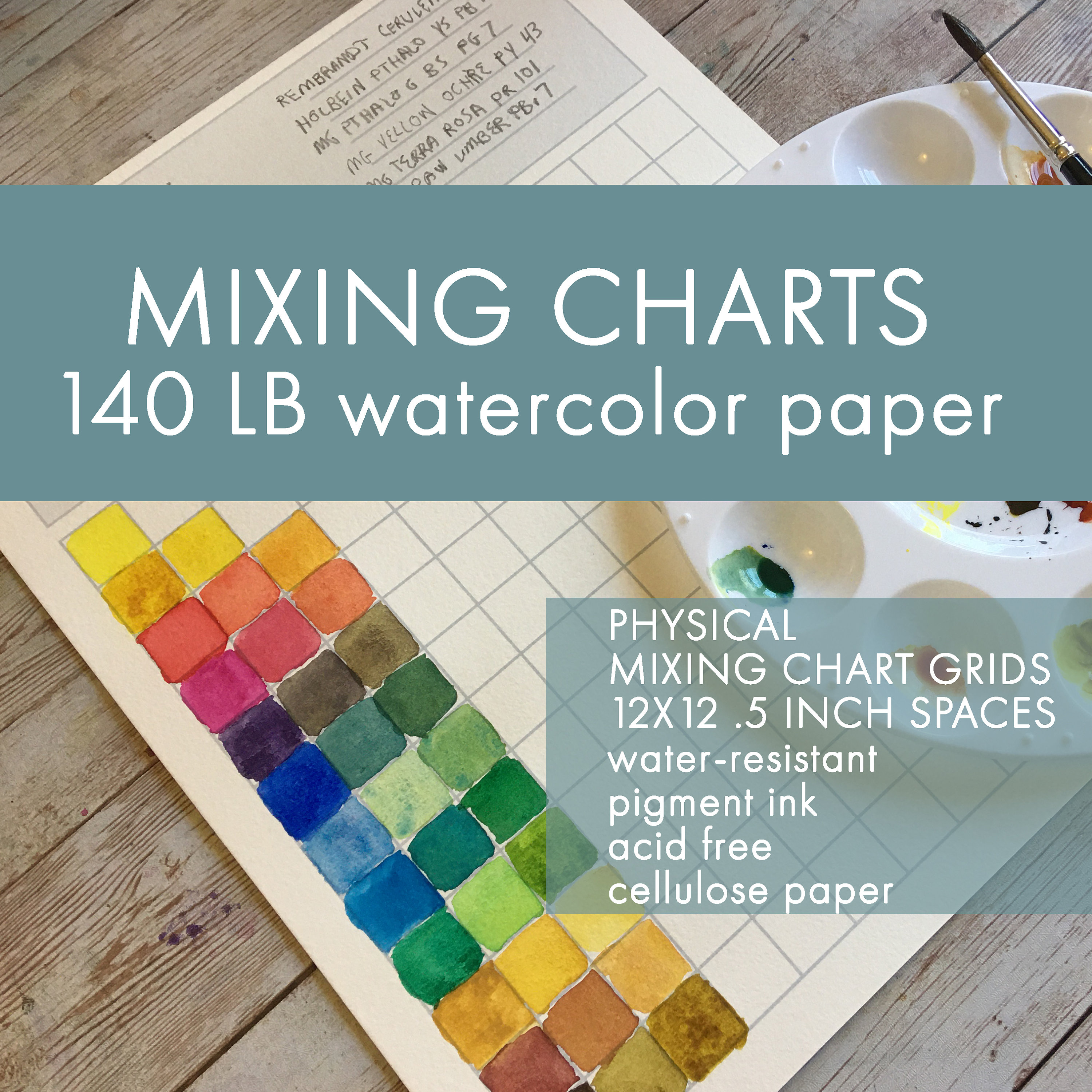 WATERCOLOR SWATCHING Mix Chart: Paintable Color Mixing Worksheet ...