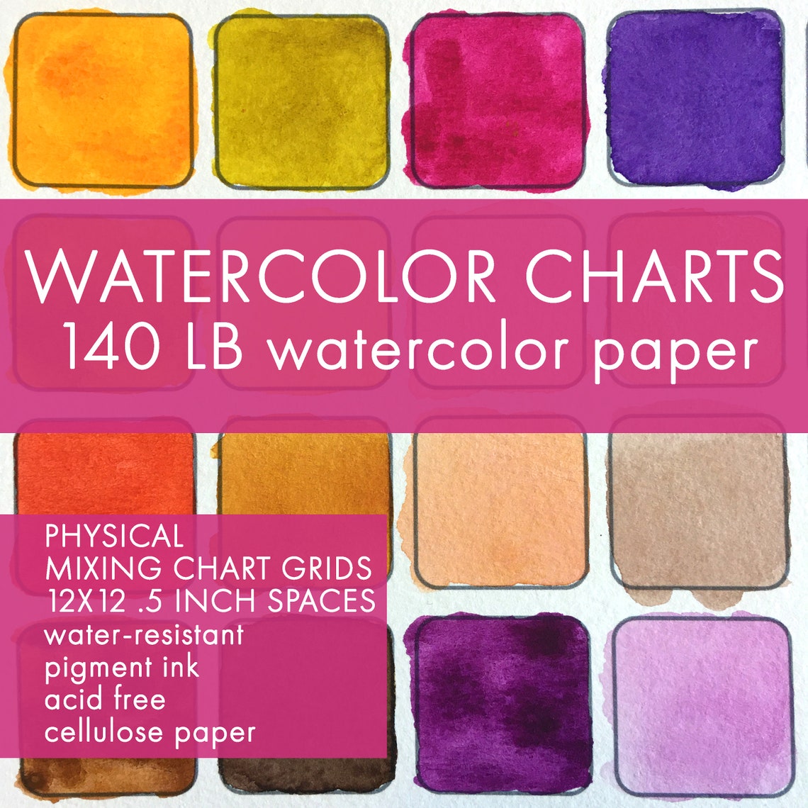 WATERCOLOR SWATCHING Mix Chart: Paintable Color Mixing Worksheet ...