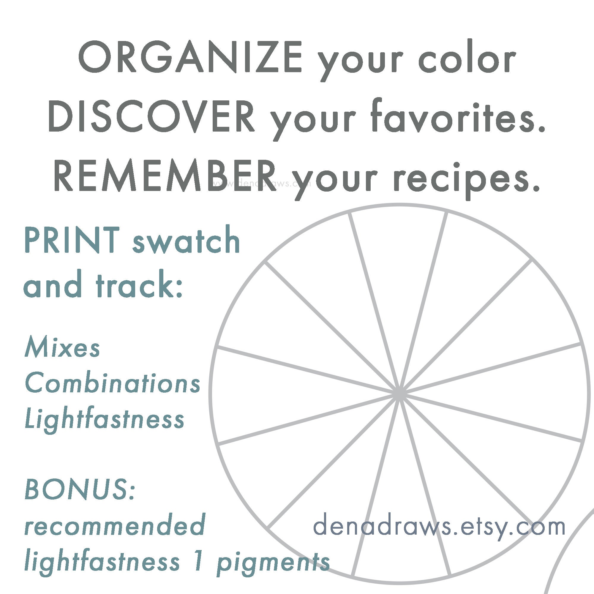 WATERCOLOR COLOR WHEEL Sheets: Tools for Artists - Organize, Mix Color ...