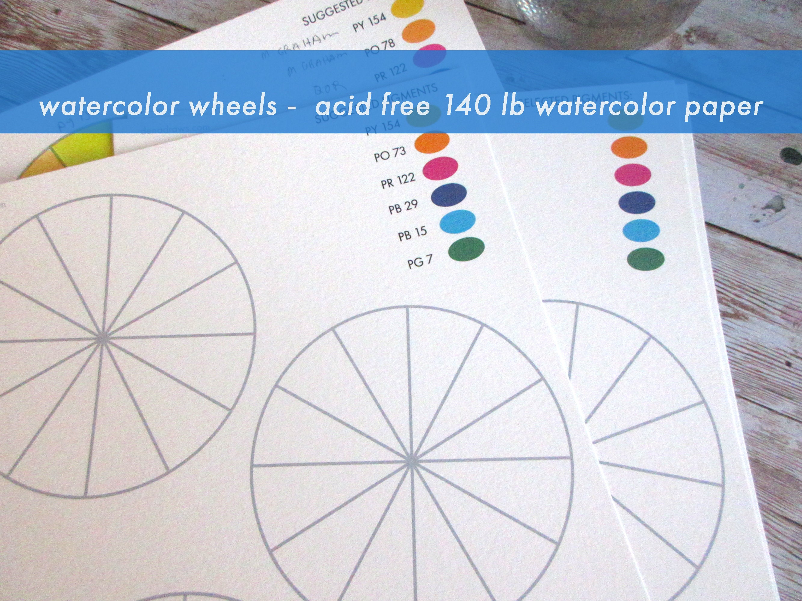 COLOR WHEEL CHART: 140 Lb Watercolor Paper Color Wheel - Paintable No ...