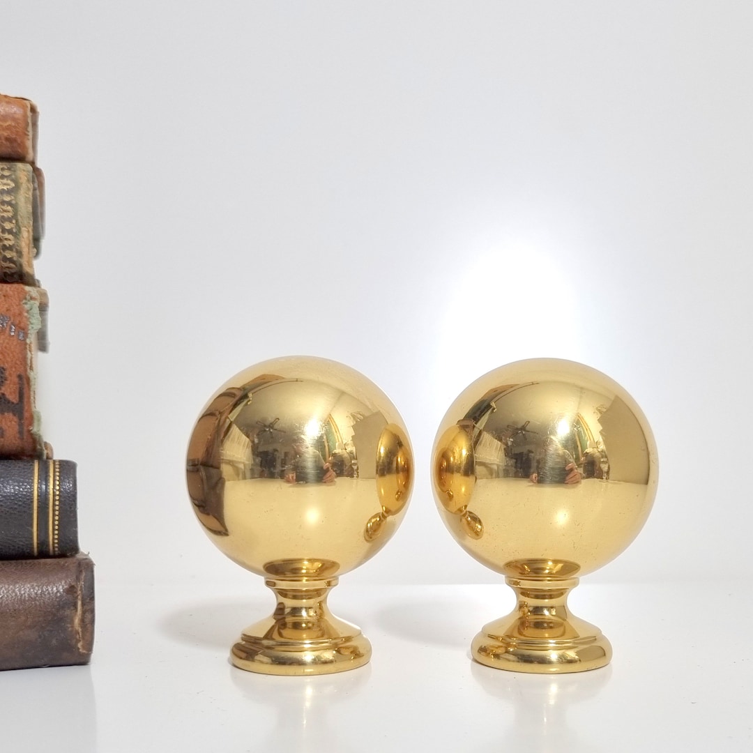2 Vintage Brass Ball Finials Topper for Furniture, Banister, Bed ...