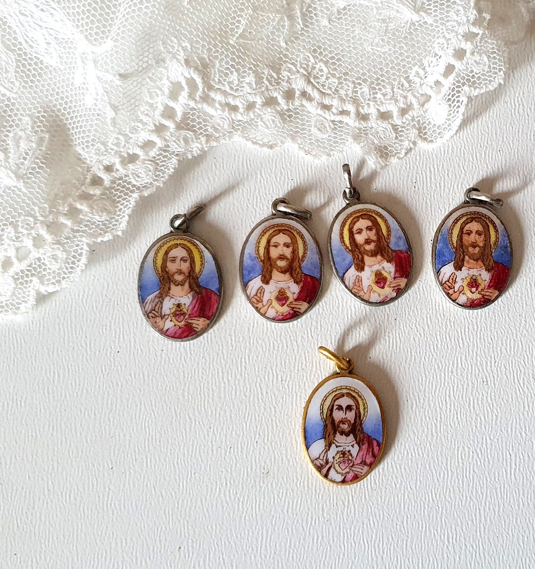Enamel Medal Two Sided Jesus Mary Colorful Pendant Medallion - Etsy