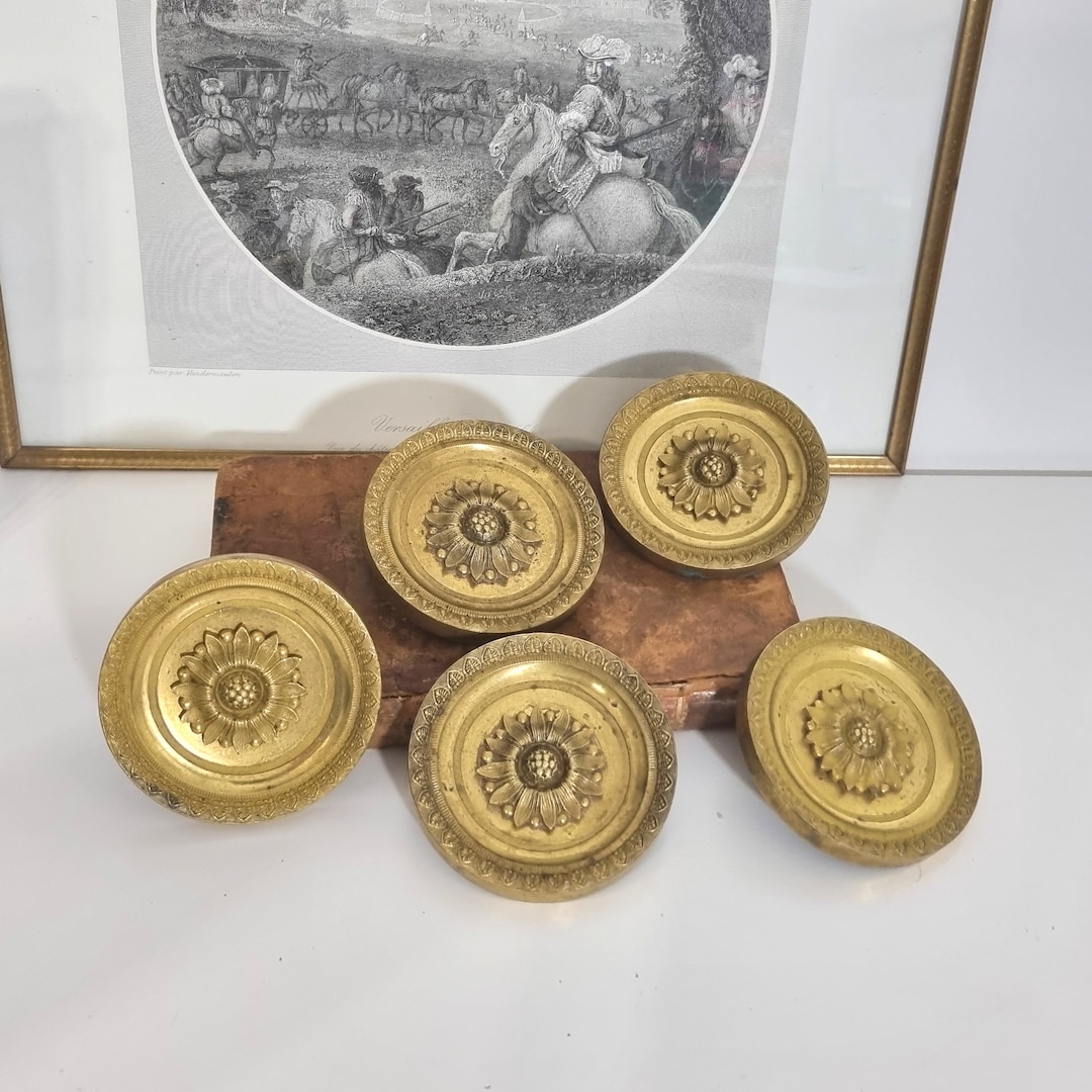 Antique Rosettes Brass Bronze Set of 5 for Furniture Tie - Etsy