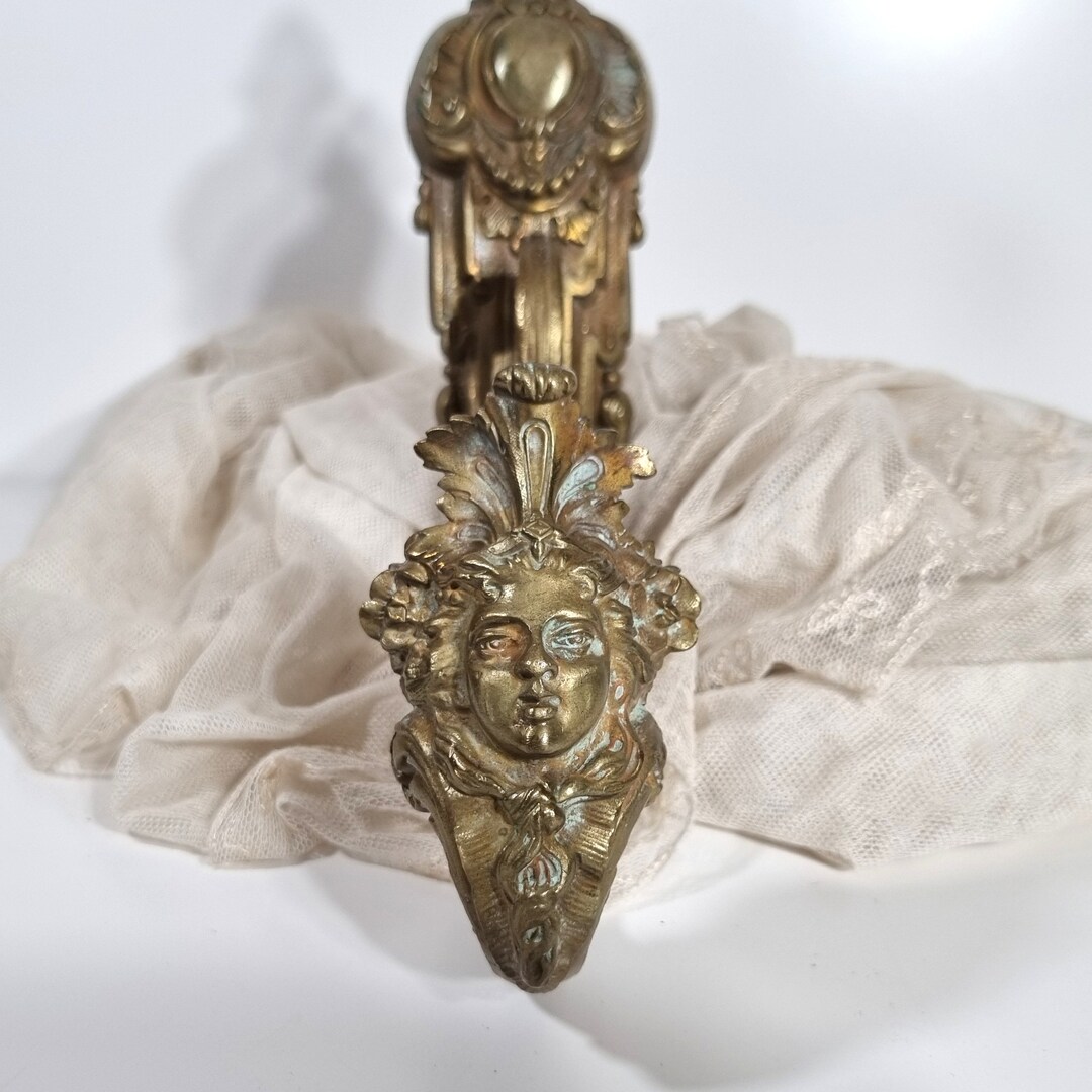 Antique French Brass Curtain Tieback Hook Woman Portrait Chateau ...