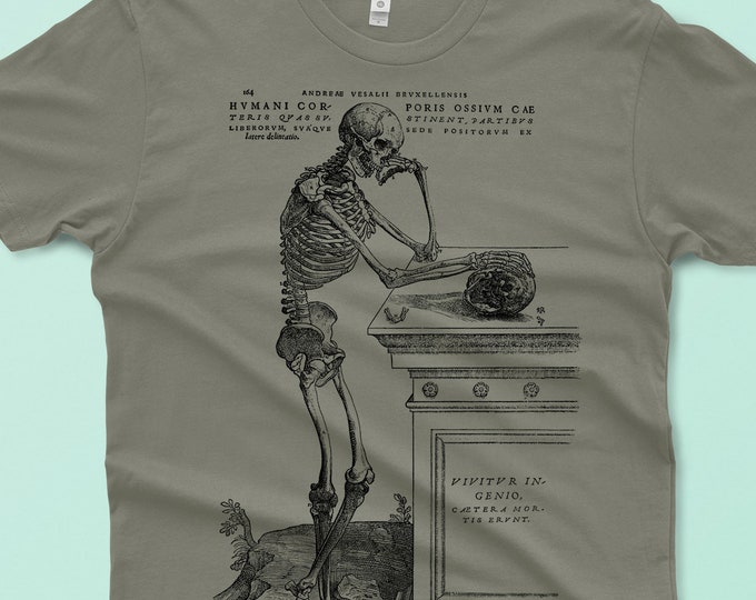 Pondering Skeleton T-shirt Unisex skull Tshirt Graphic - Etsy