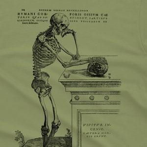Pondering Skeleton T-shirt - Unisex Skull Tshirt - Graphic Tshirt - Men ...