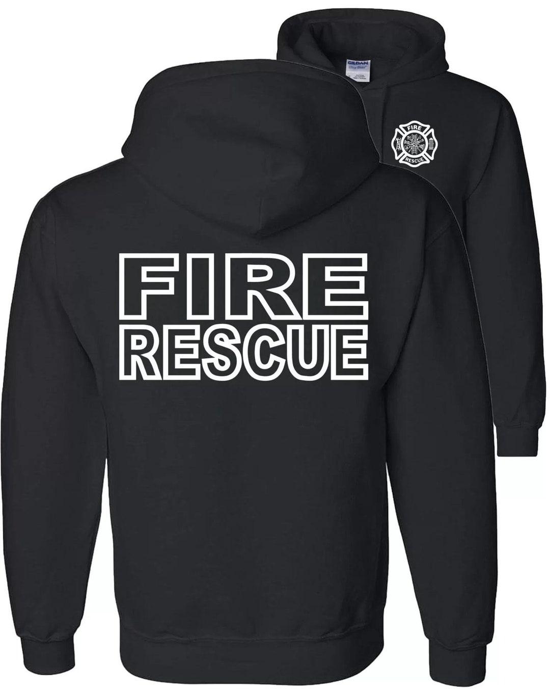 Fire Rescue Hoodie Fire Department Duty Sweatshirt Firefighter - Etsy