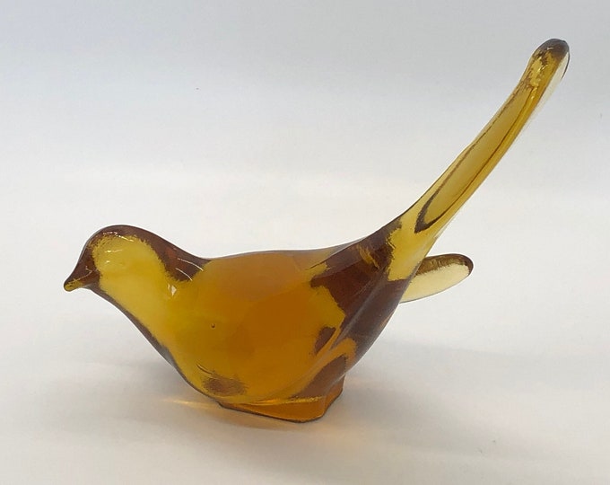 Fenton Amber Glass Long Tailed Bird Figurine - Etsy