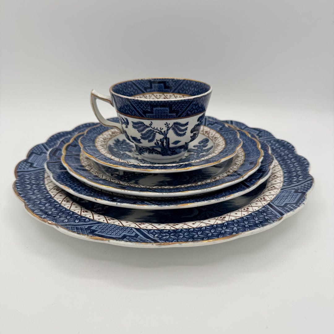 Booths Real Old Willow Tea Set 5-piece Vintage - Etsy