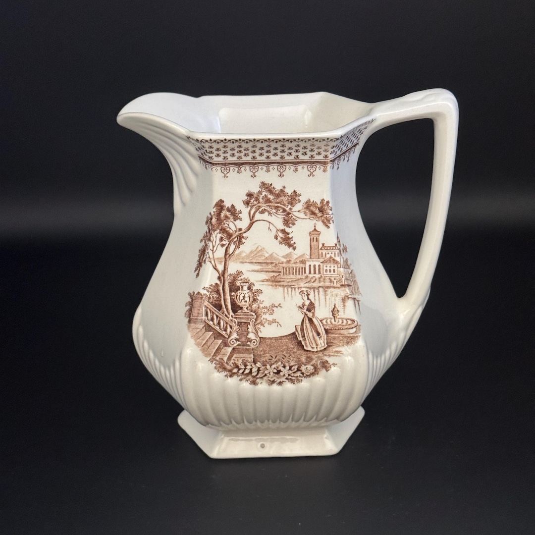 Adams & Sons Ironstone Water Pitcher Jug - Etsy
