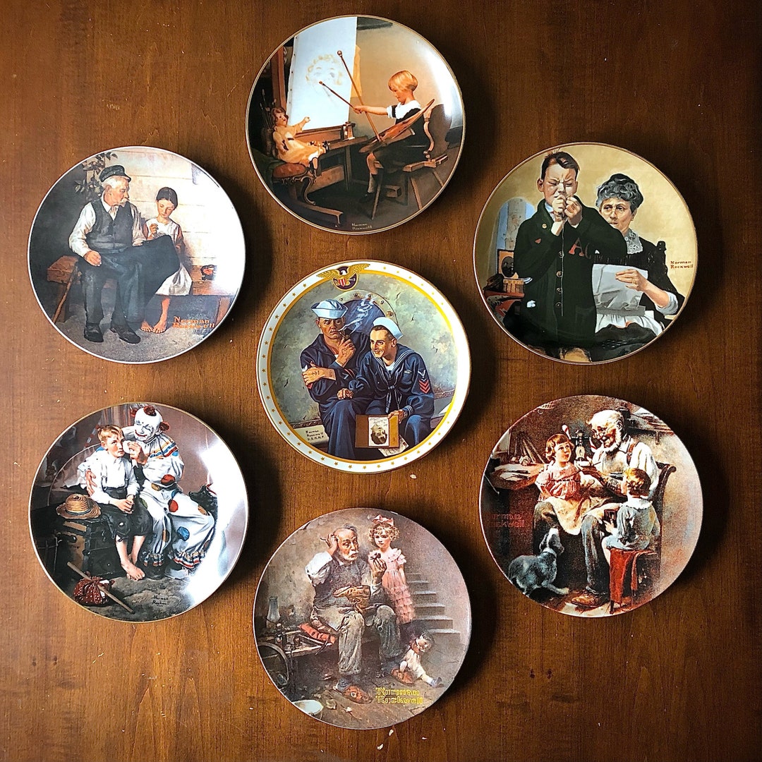 Norman Rockwell Wall Art Plates Vintage Set of 7 - Etsy