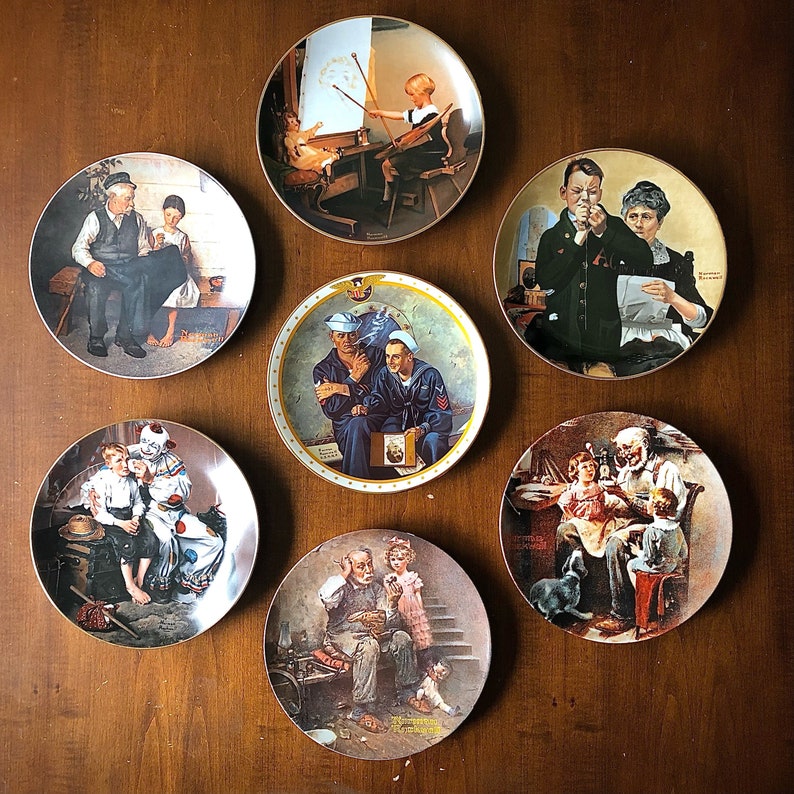 Norman Rockwell Wall Art Plates Vintage Set of 7 - Etsy